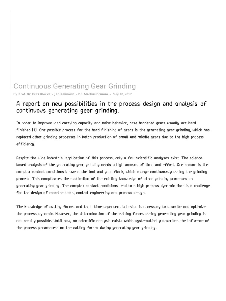 Continuous Generating Gear Grinding - Gear Solutions Magazine Your ...