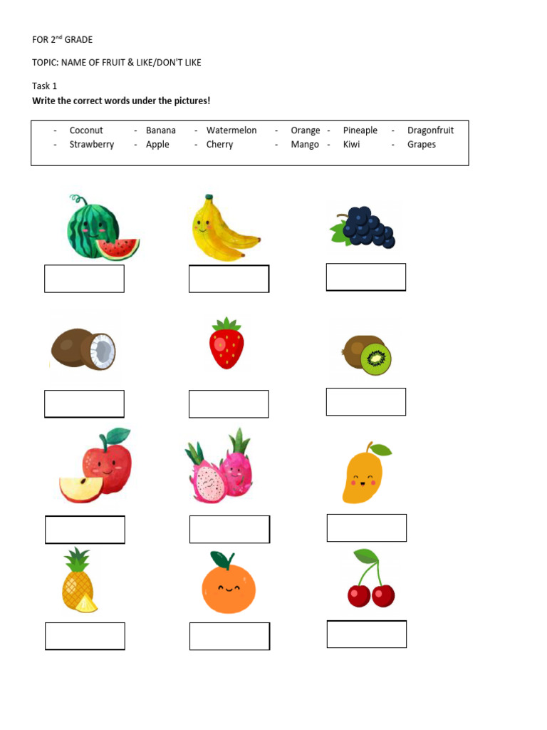 Fruits Worksheet for 2nd Graders | PDF | Fruit | Edible Fruits