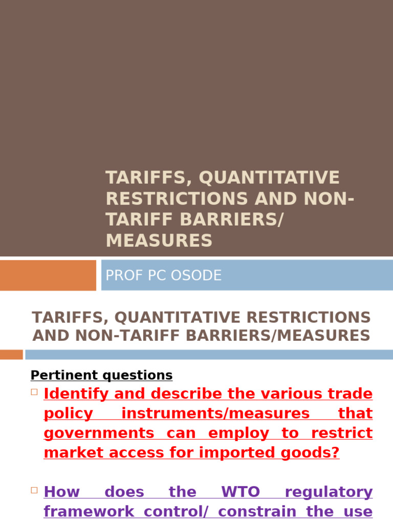 Trade - 2018 Unit 5 Tariffs Quotas Ntbs Ls 2 | PDF | Non Tariff ...