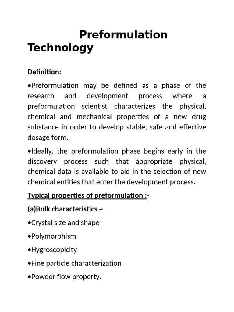 Preformulation Technology | PDF | Differential Scanning Calorimetry | Tablet (Pharmacy)