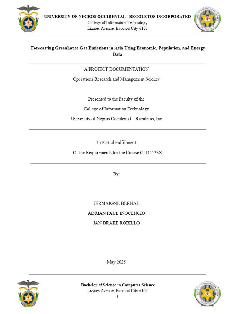 Forecasting Greenhouse Gas Emissions in Asia Using Economic, Population, and Energy Data | PDF ...