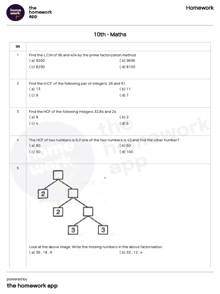 Questions - Homework - 10th - Maths - 2025-04-02T1245 | PDF ...
