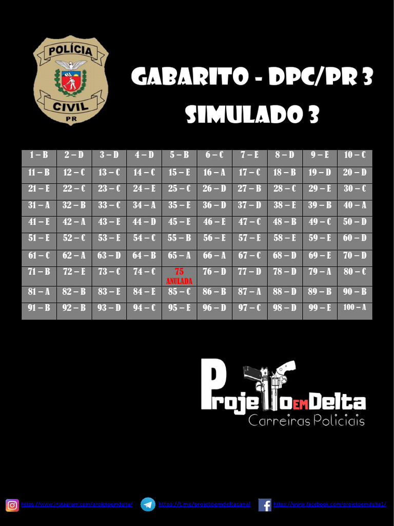 Simulado 3 - PC PR Turma 3 Gabarito | PDF