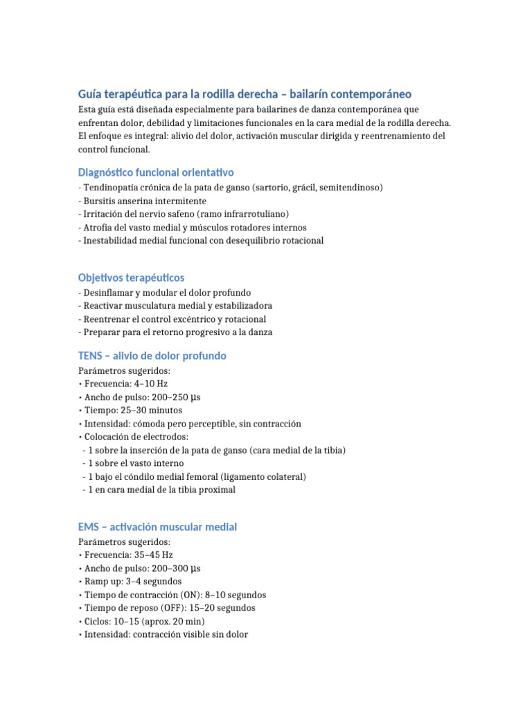 Guía Rodilla Bailarín Contemporáneo | PDF | Rodilla | Anatomía humana