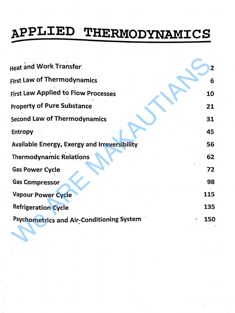 Applied Thermodynamics Organizer | PDF