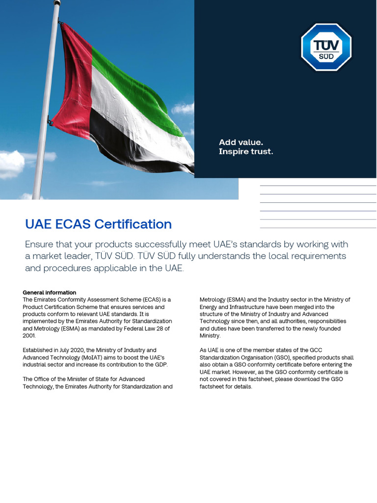 TÜV SÜD UAE ECAS Certification Guide | PDF | Home Appliance | Certification