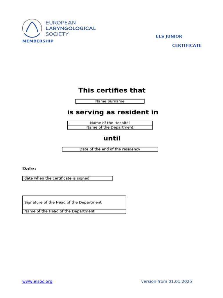 ELS Junior Membership Certificate | PDF
