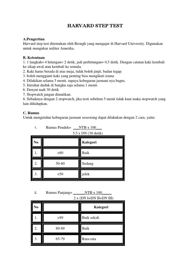 Harvard Step Test | PDF | Kesehatan Holistik