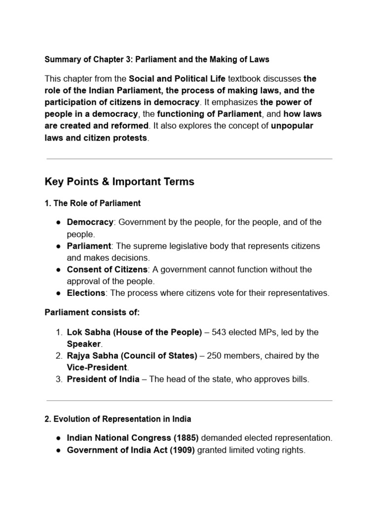 Parliament and Lawmaking in India | PDF | Democracy | Political Ideologies