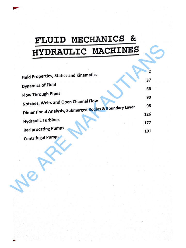 Fluid Mechanics & Hydraulic Machines | PDF