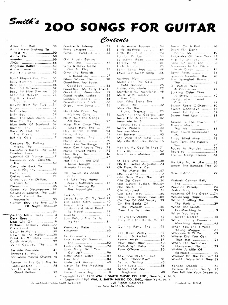 Smith's 200 Songs For Guitar | PDF