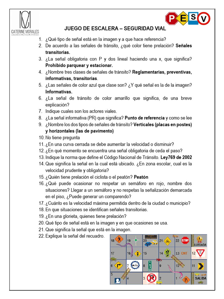 Juego de Preguntas sobre Seguridad Vial | PDF