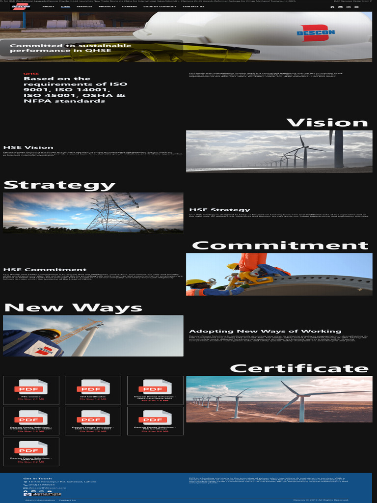 Descon Power Solutions QHSE Commitment | PDF | Occupational Safety And ...
