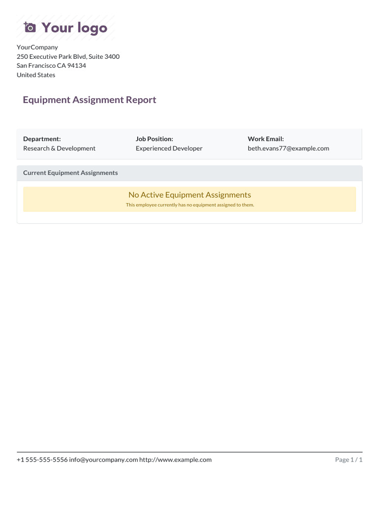 Employee Equipment Report | PDF