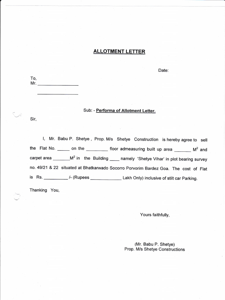 Allotment Letter 49-21&22 | PDF