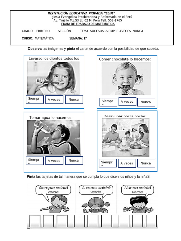 Ficha 3 Matemática Siempre A Veces Nunca | PDF