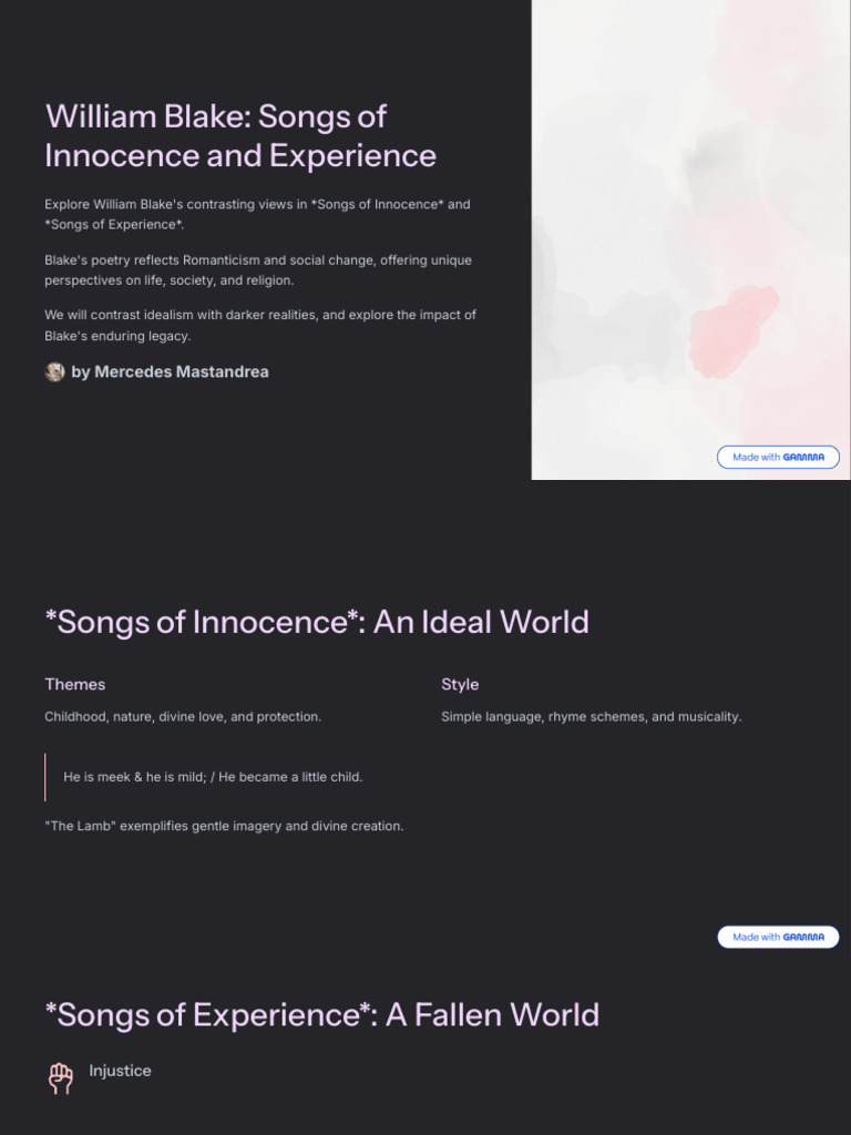Songs of Innocence and Experience | PDF | William Blake