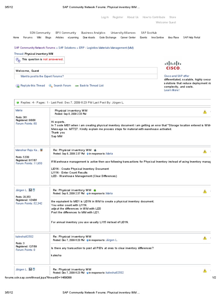 SAP WM Physical Inventory Guide | PDF | Internet Forum | Warehouse