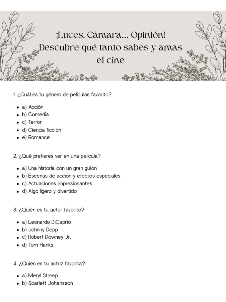 Encuesta sobre preferencias cinematográficas | PDF