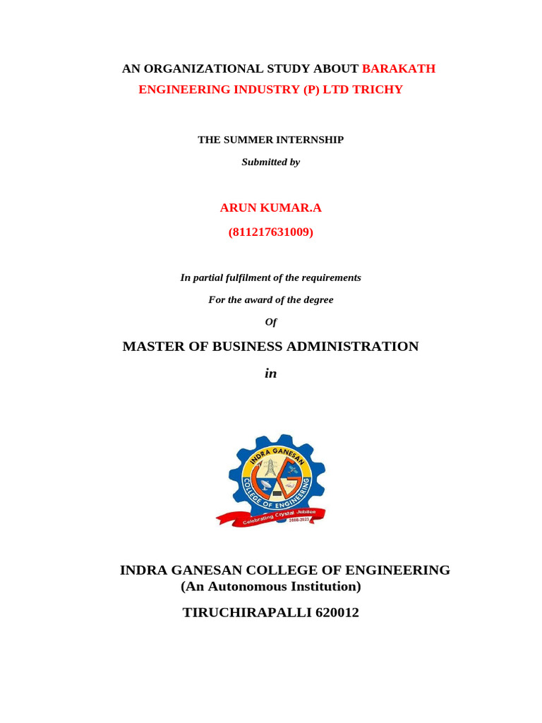 Summer Internship Front Page | PDF | Academic Degree | Qualifications