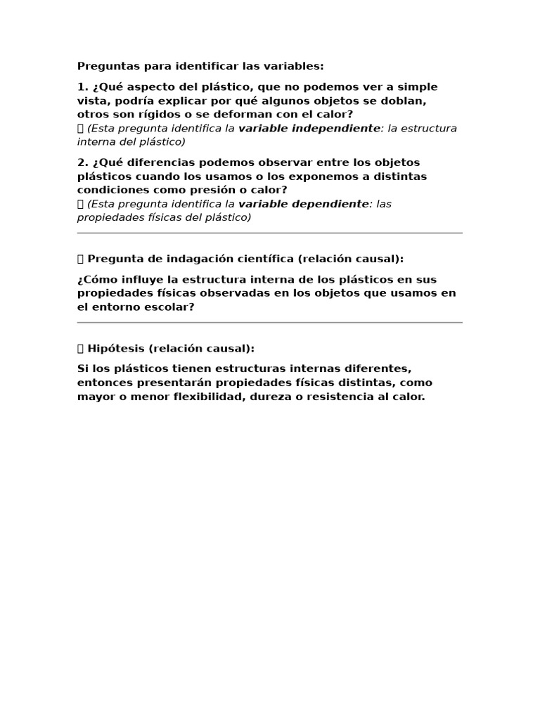 Preguntas para Identificar Las Variables | PDF