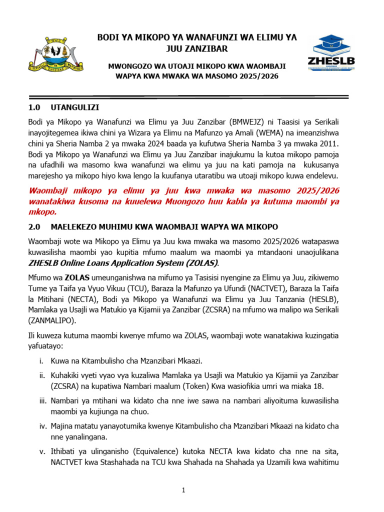 Muongozo Wa Utoaji Mikopo 2025 - 2026 - 250704 - 185243 | PDF