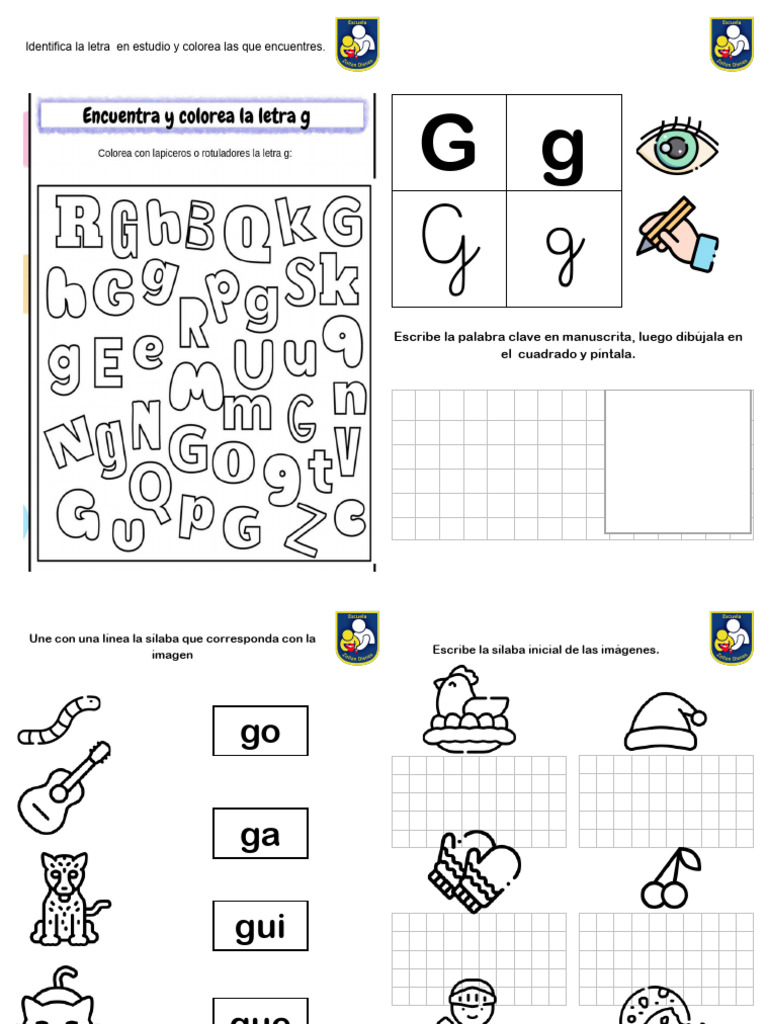 Actividades con la letra G para primer grado | PDF