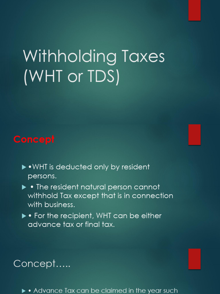 Understanding Withholding Taxes (WHT) | PDF