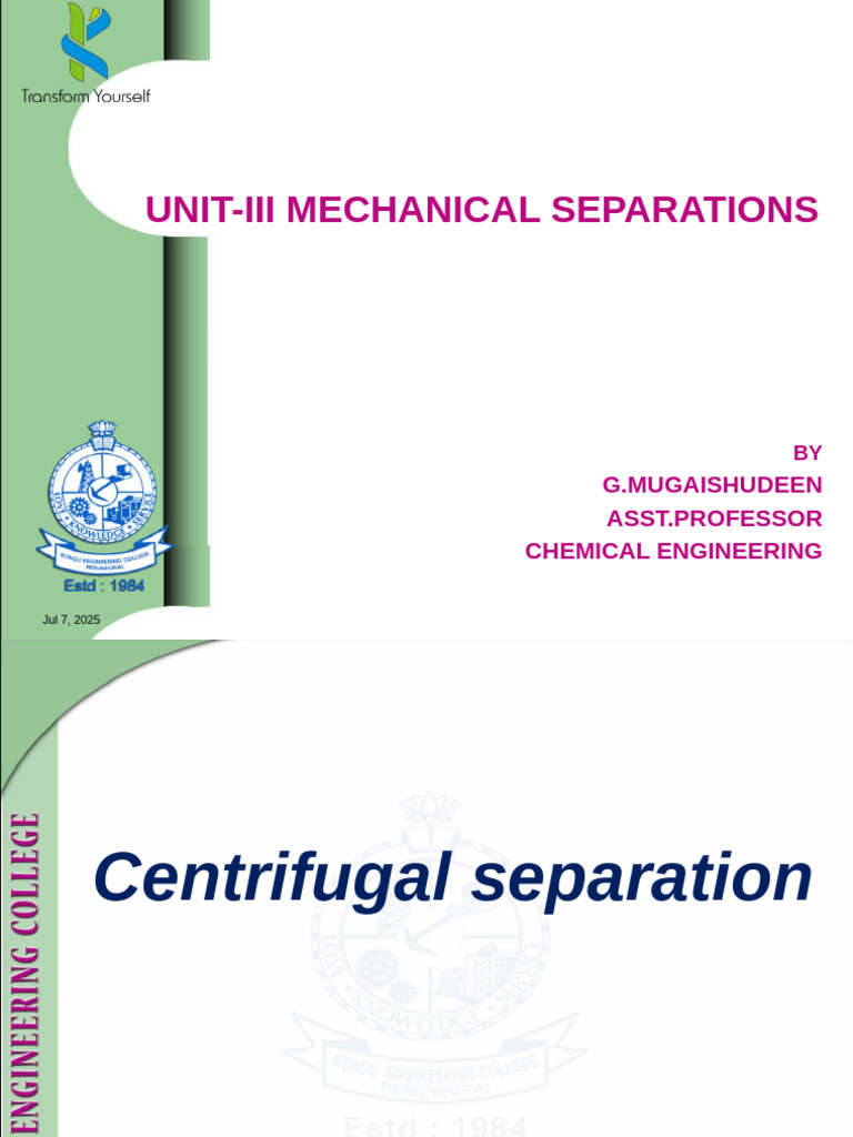 Mechanical Separation Techniques Overview | PDF | Materials Science ...
