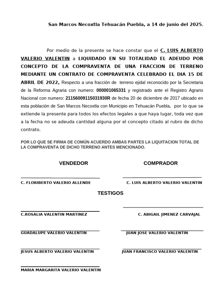 Carta Finiquito Luis Alberto Valerio Valentin 2 | PDF