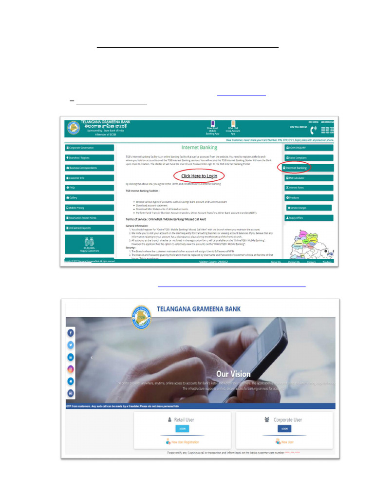 Telangana Grameena Bank Internet Banking Guide | PDF