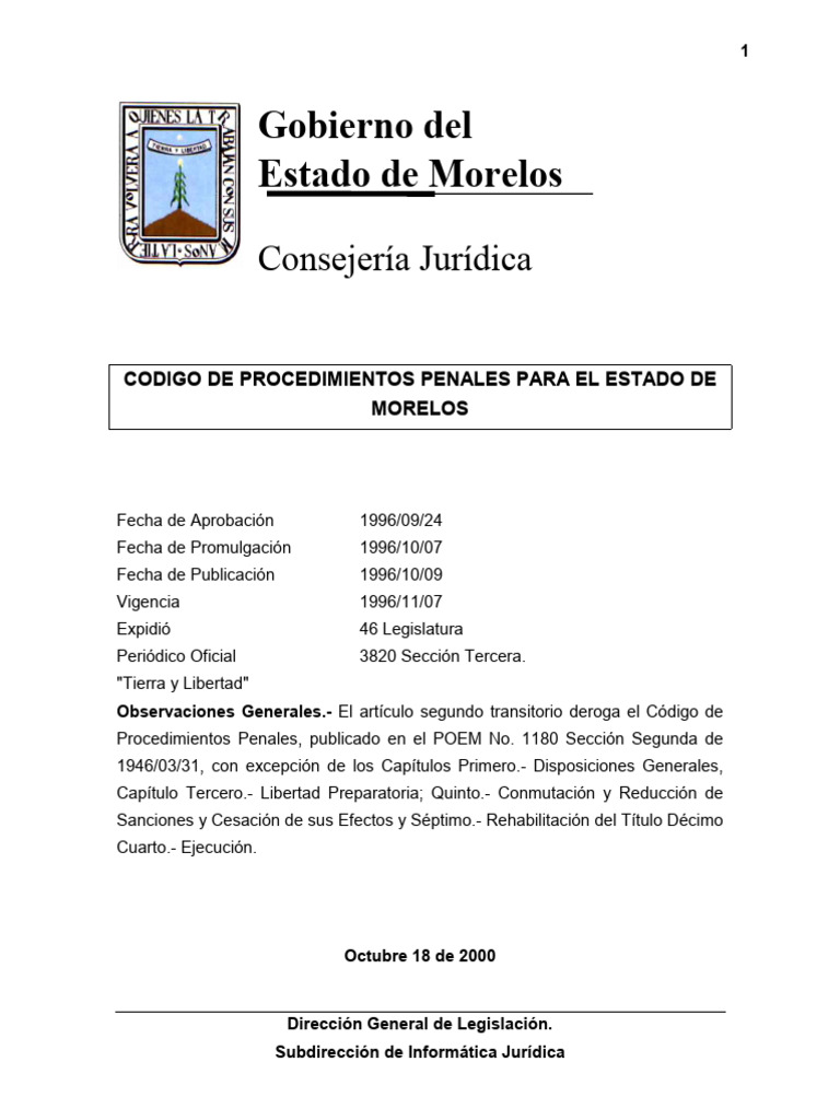 Cod Proc Penal Oct 2000 | PDF | Juez | Ley procesal