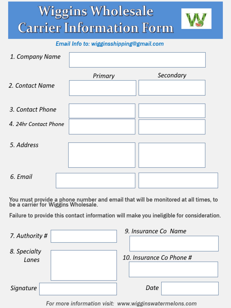 Carrier Information Form-0001 | PDF