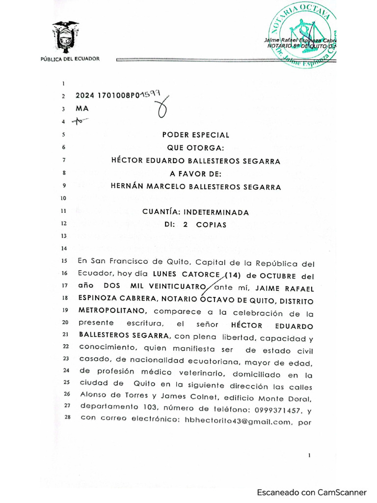 Poder Especial Señor Ballesteros | PDF