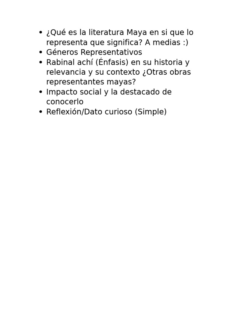 Qué Es La Literatura Maya en Si Que Lo Representa Que Significa | PDF