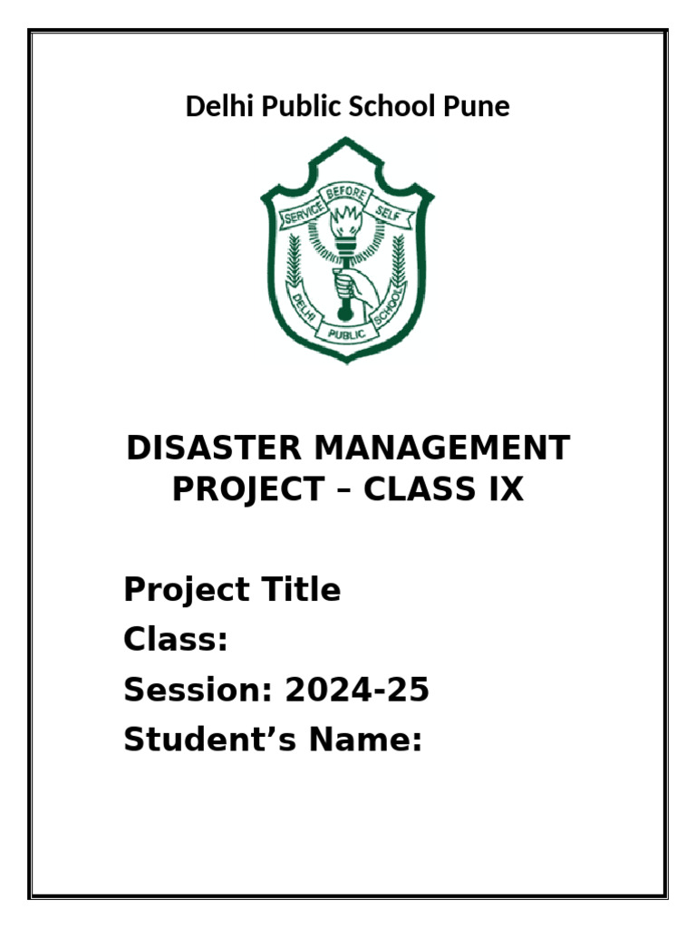 Disaster Management Project Coverpage IX | PDF