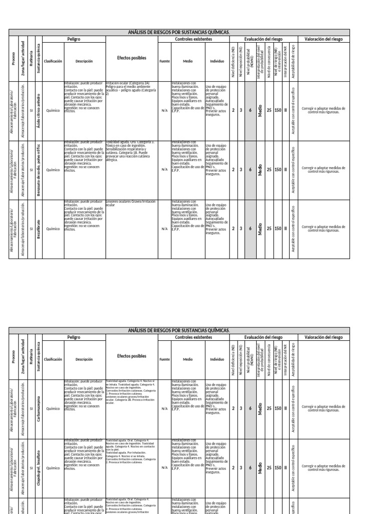 Anexo 1. Matriz de Riesgo.. | PDF | Especialidades Medicas