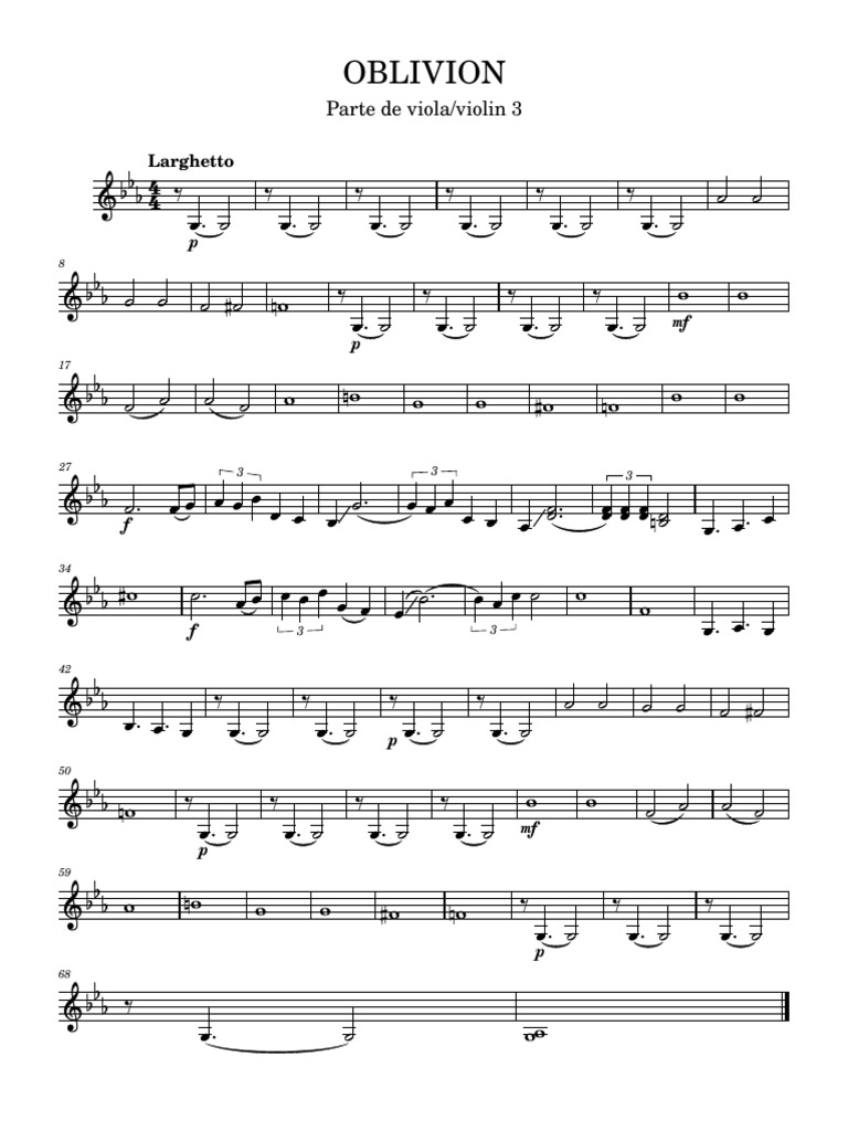 OBLIVION VIOLA VIOLIN PARTEEEEEEEEEEEEEE | PDF