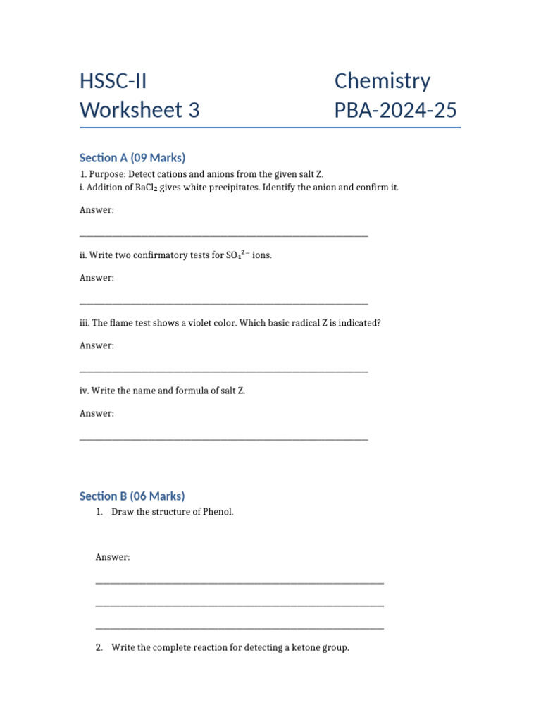 Pba Worksheet Hssc-II 3 | PDF