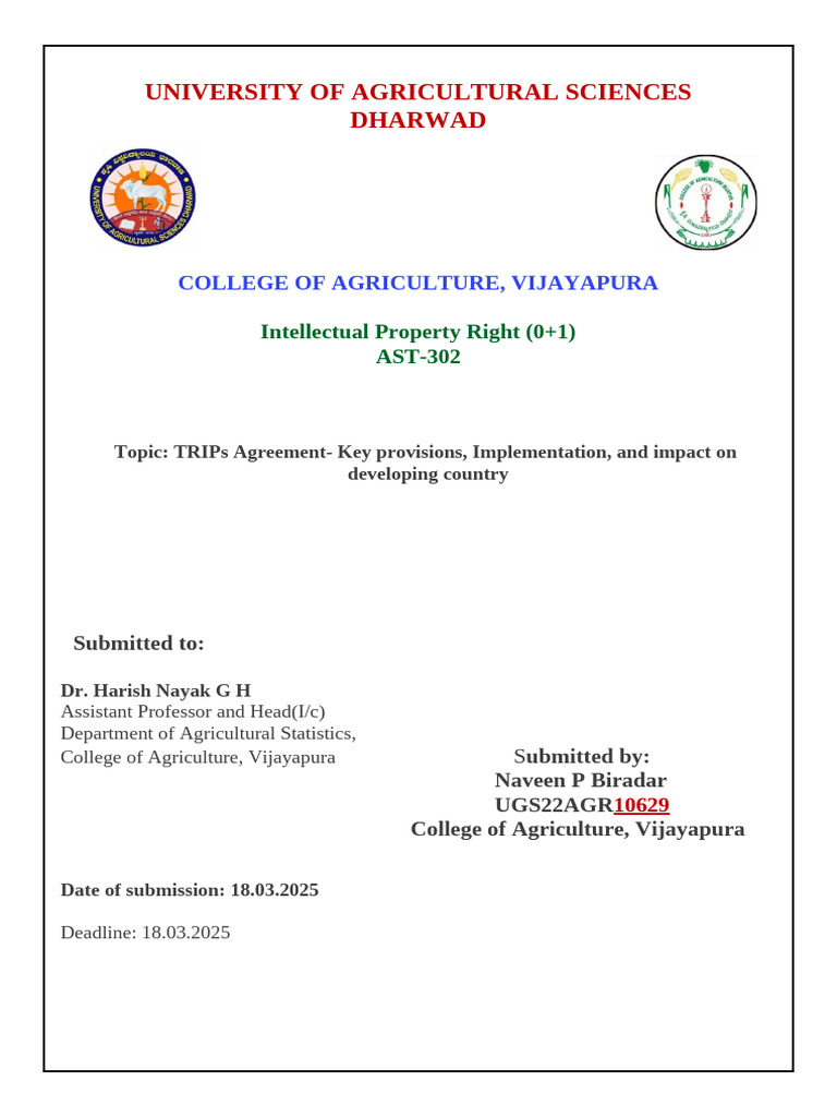 AST Assignment word copy(10629) | PDF | Trips Agreement | Intellectual Property
