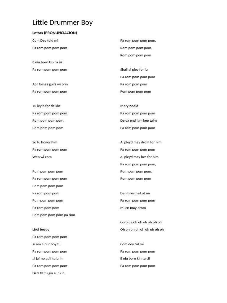 Little Drummer Boy Letra | PDF