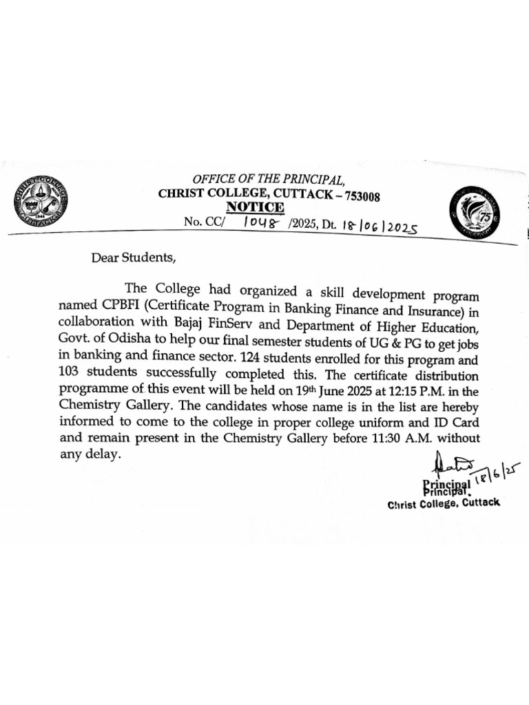 Notice For Certificate Distribution 06-18-2025 11-23-53 | PDF