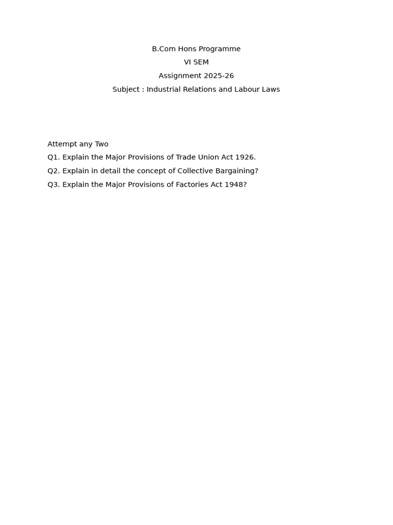 Industrial Relations Assignment | PDF