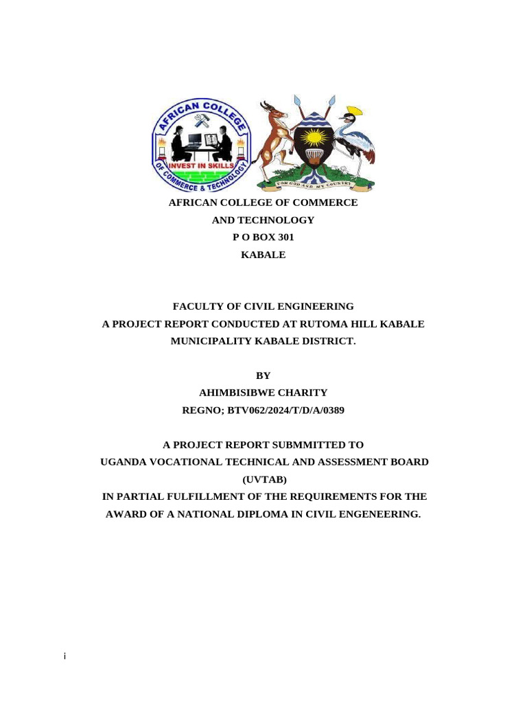 Civil Engineering Project Report Kabale | PDF | Plaster | Building ...