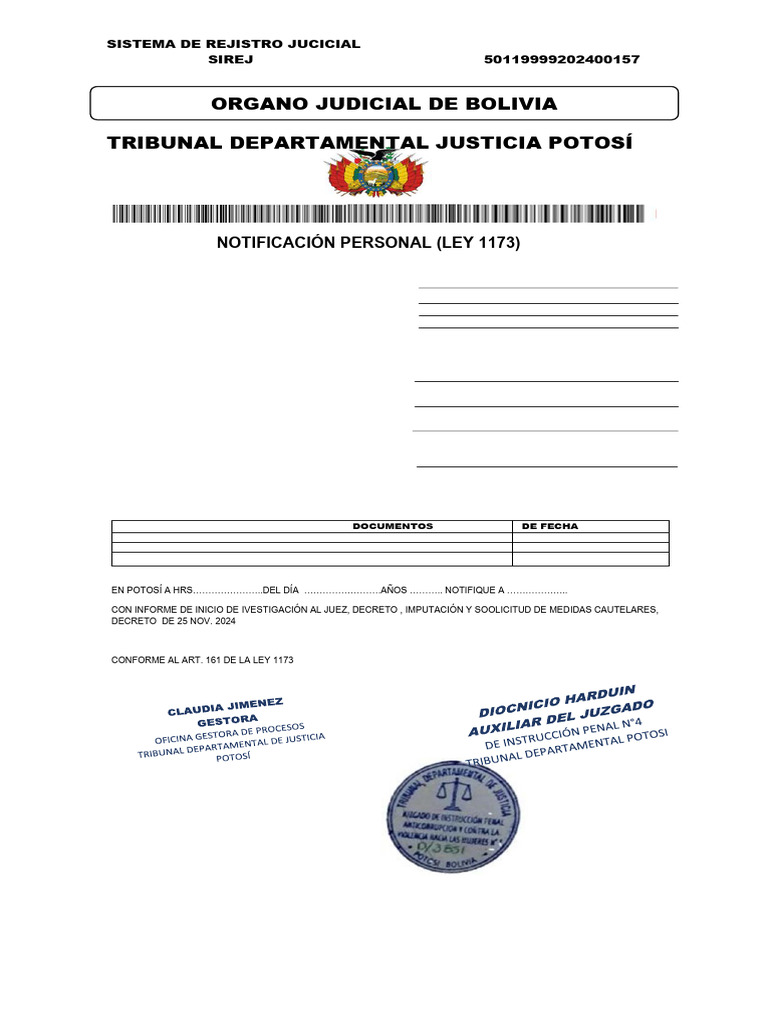 Notificaci N Personal | PDF