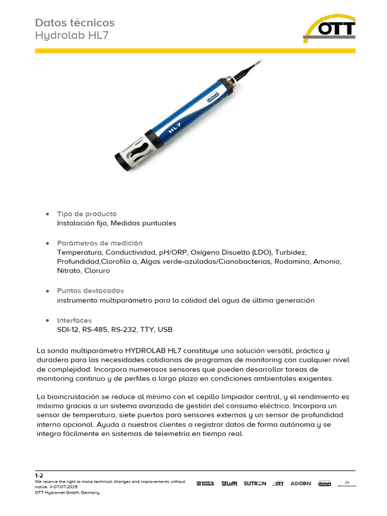Ott Hydrolab HL7 | PDF | Sensor
