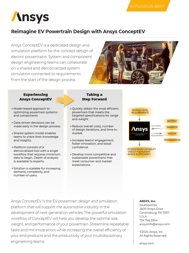 EV Powertrain Design with Ansys ConceptEV | PDF | Simulation | Vehicles
