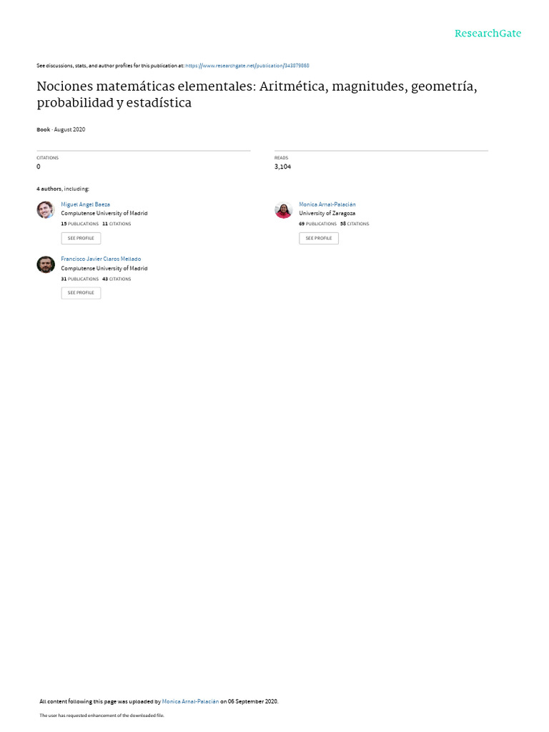 Nociones de Matemáticas Elementales para Su Enseñanza. | PDF | Matemáticas