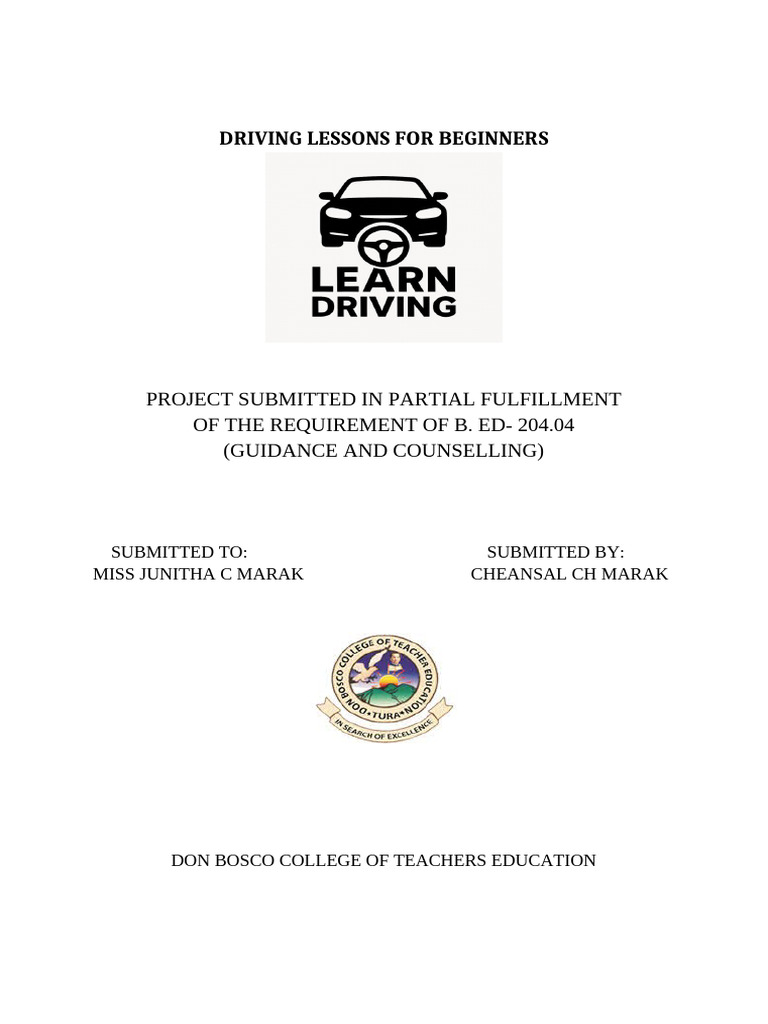 DRIVING LESSONS by Cheansal Marak | PDF | Manual Transmission | Automatic Transmission