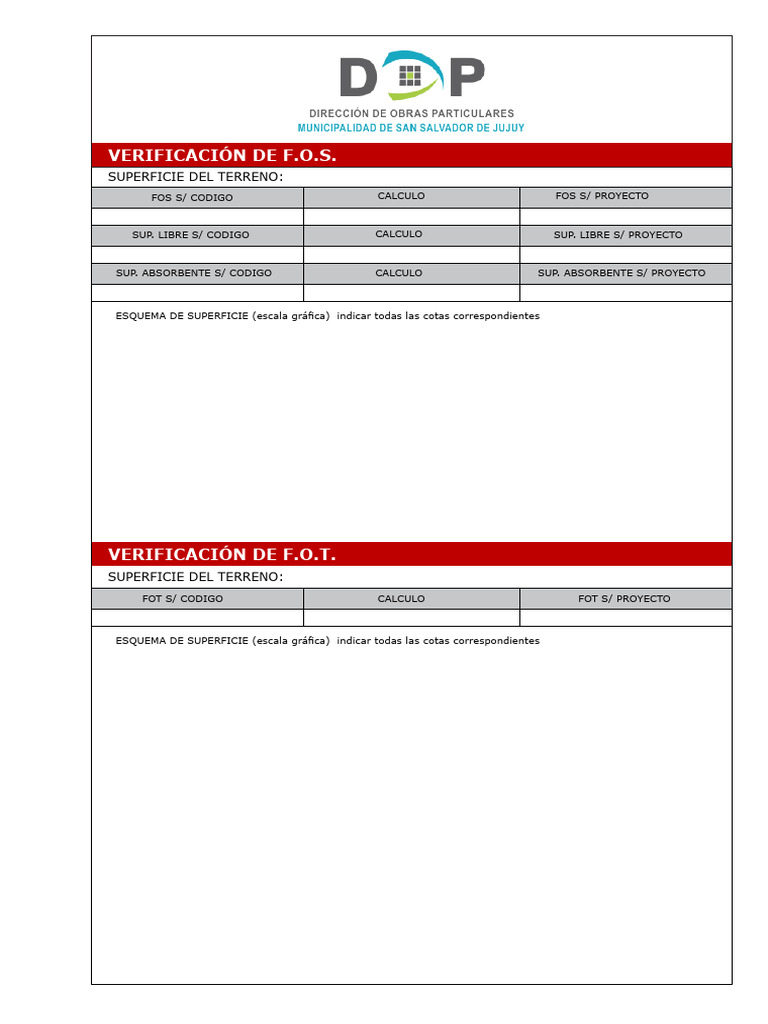 Planilla Calculo de Fos y Fot | PDF